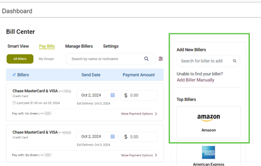 How do I add a Biller/Payee in Bill Pay?