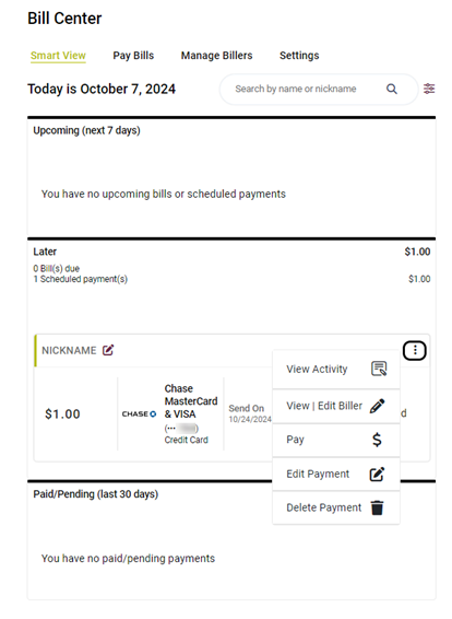 Bill Pay Upgrade